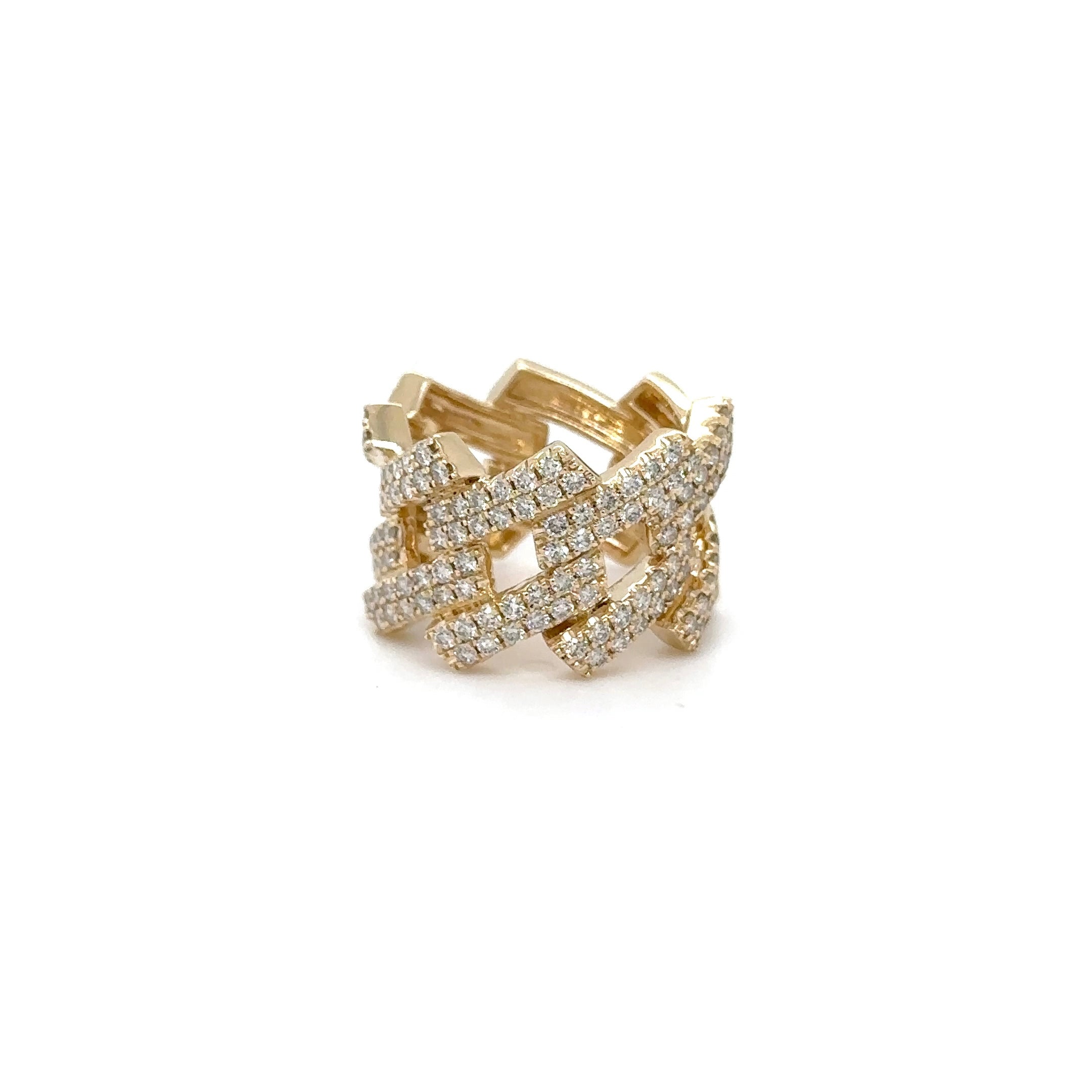 Havana Diamond Set Cuban Chain Ring | Halo Diamonds