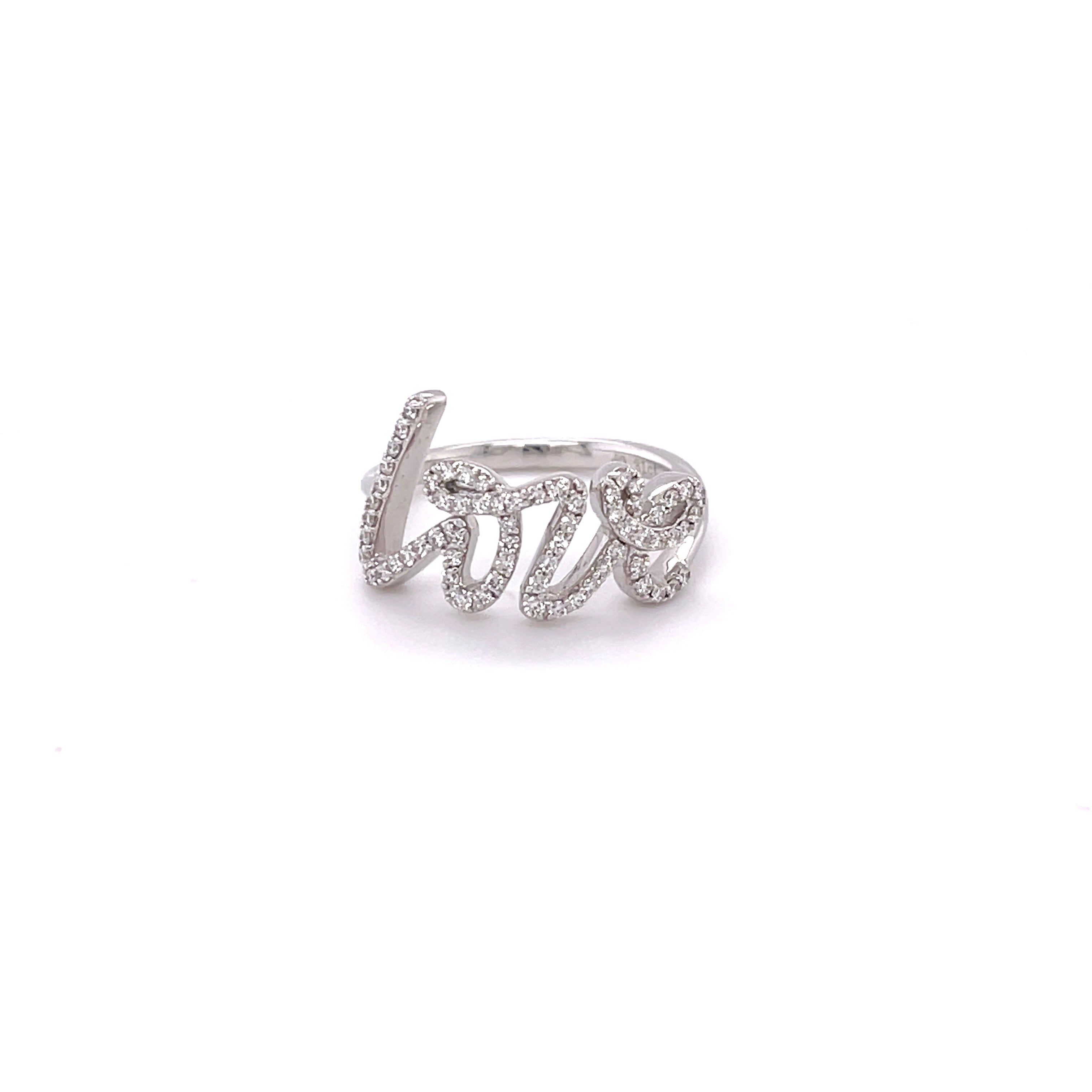 Diamond Cursive 'LOVE' Ring | Halo Diamonds